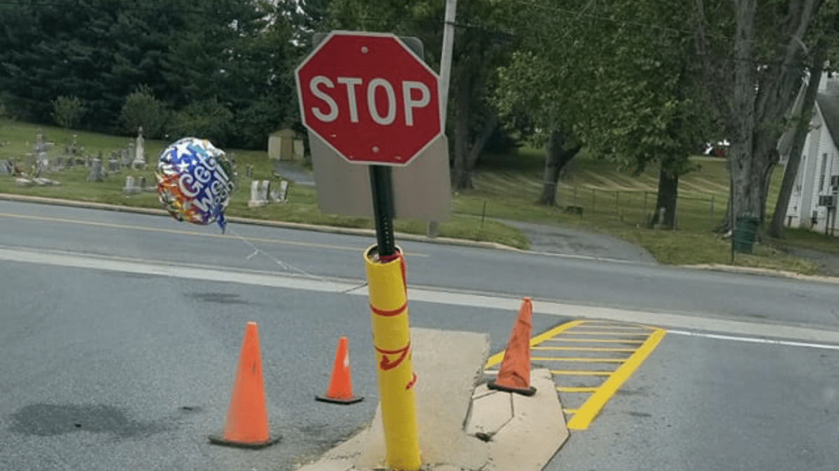 Vigil for fallen stop sign appears in Middletown, PA – Harrisburg100